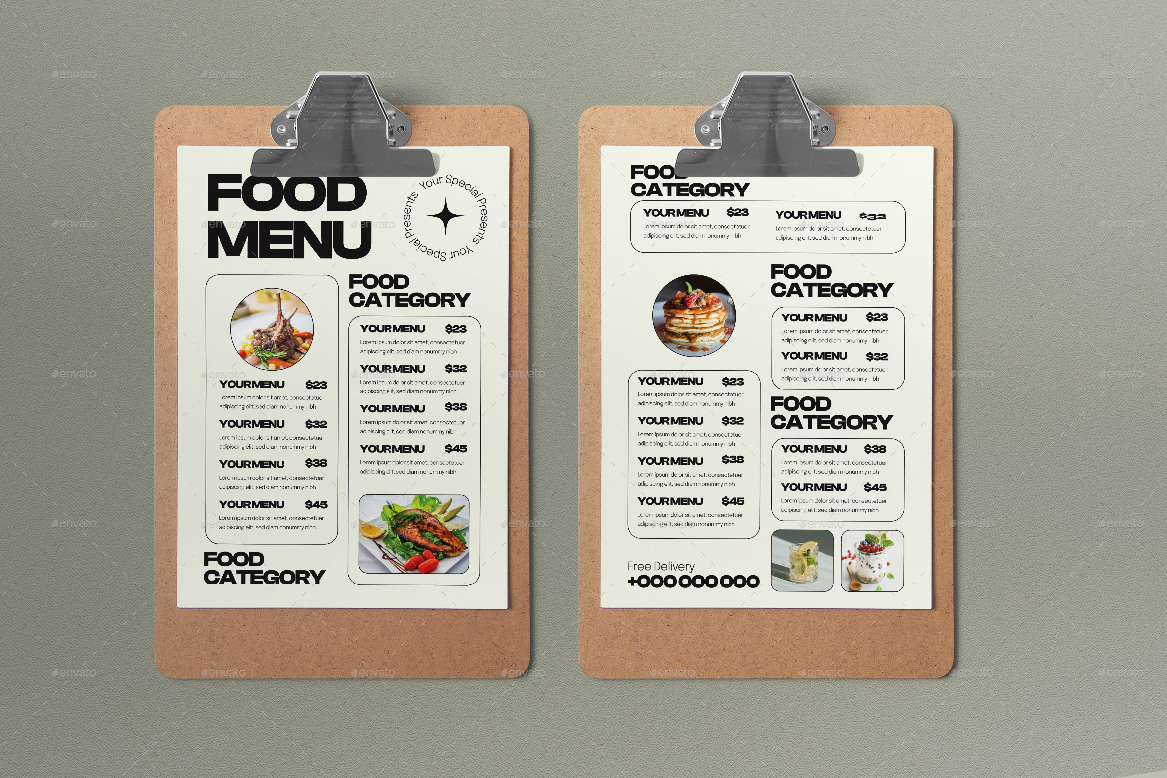 Beige Black Minimalist Food Menu, Print Templates | GraphicRiver