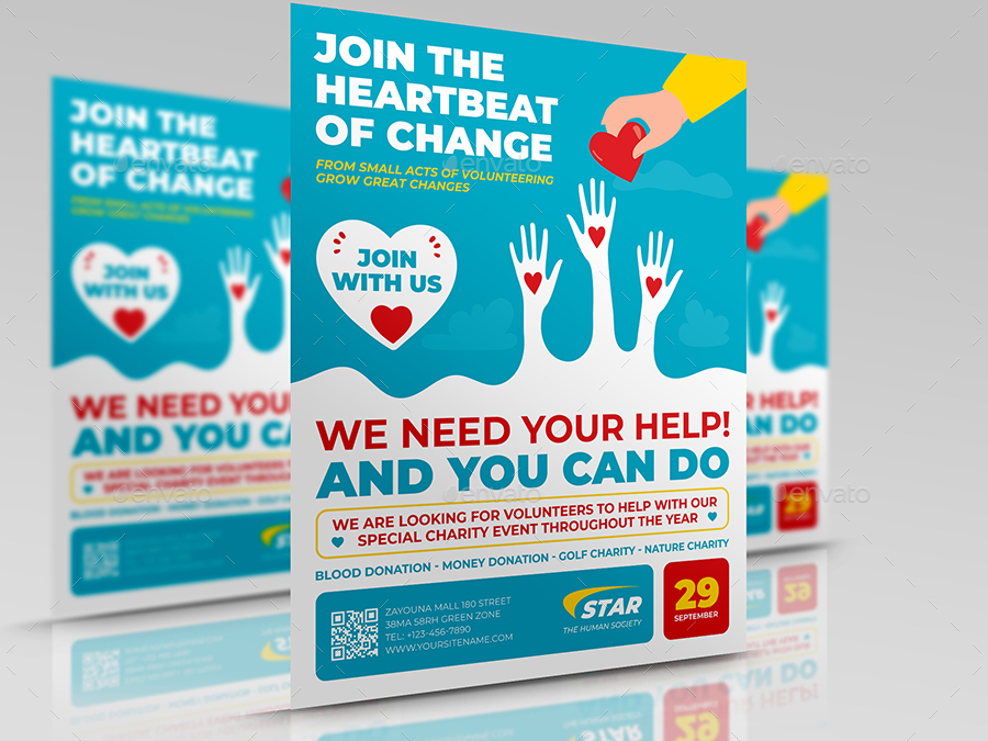 Volunteer Flyer Template Vol.3, Print Templates | GraphicRiver