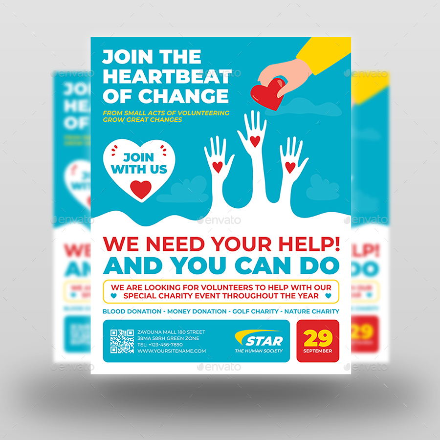 Volunteer Flyer Template Vol.3, Print Templates | GraphicRiver