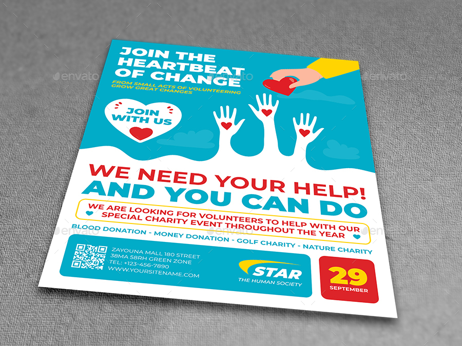 Volunteer Flyer Template Vol.3, Print Templates | GraphicRiver