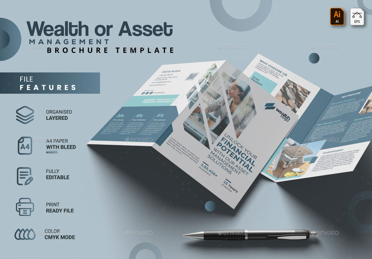 Wealth and Asset Management Bifold Brochure, Print Templates | GraphicRiver