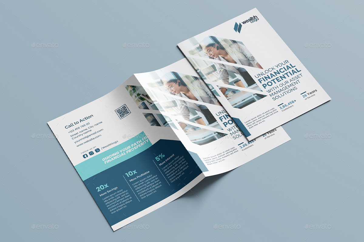 Wealth and Asset Management Bifold Brochure, Print Templates | GraphicRiver