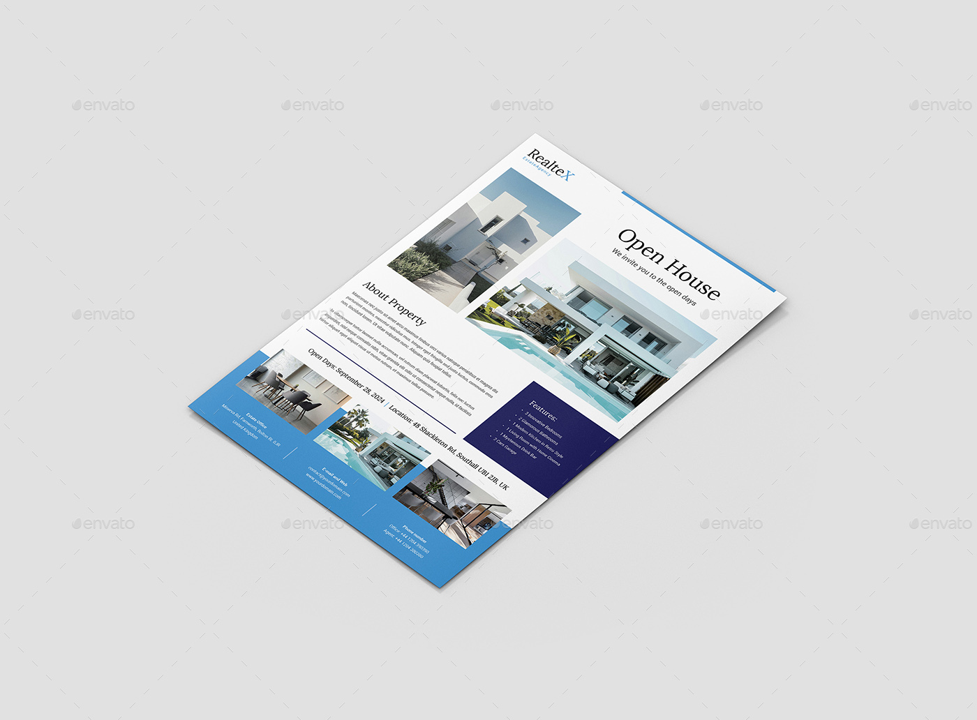 Realtex Estate Agency Flyer Template, Print Templates | GraphicRiver