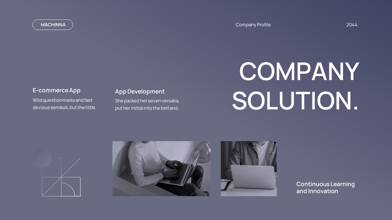 Dark Blue White Geometric Minimalist Web Developer Company Profile ...