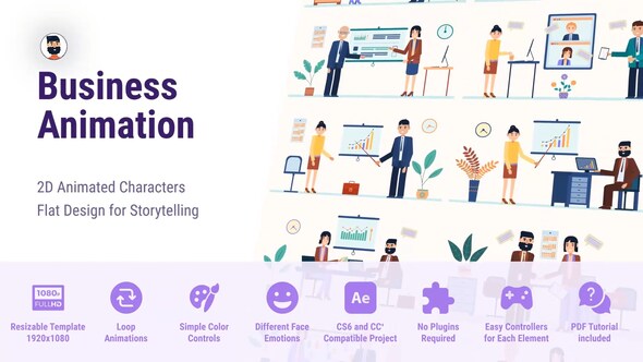 Business Team - Animated Flat Characters CS6, After Effects Project Files