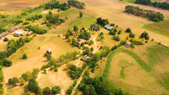 Maurzyce wooden architecture heritage park, antique building in open ...