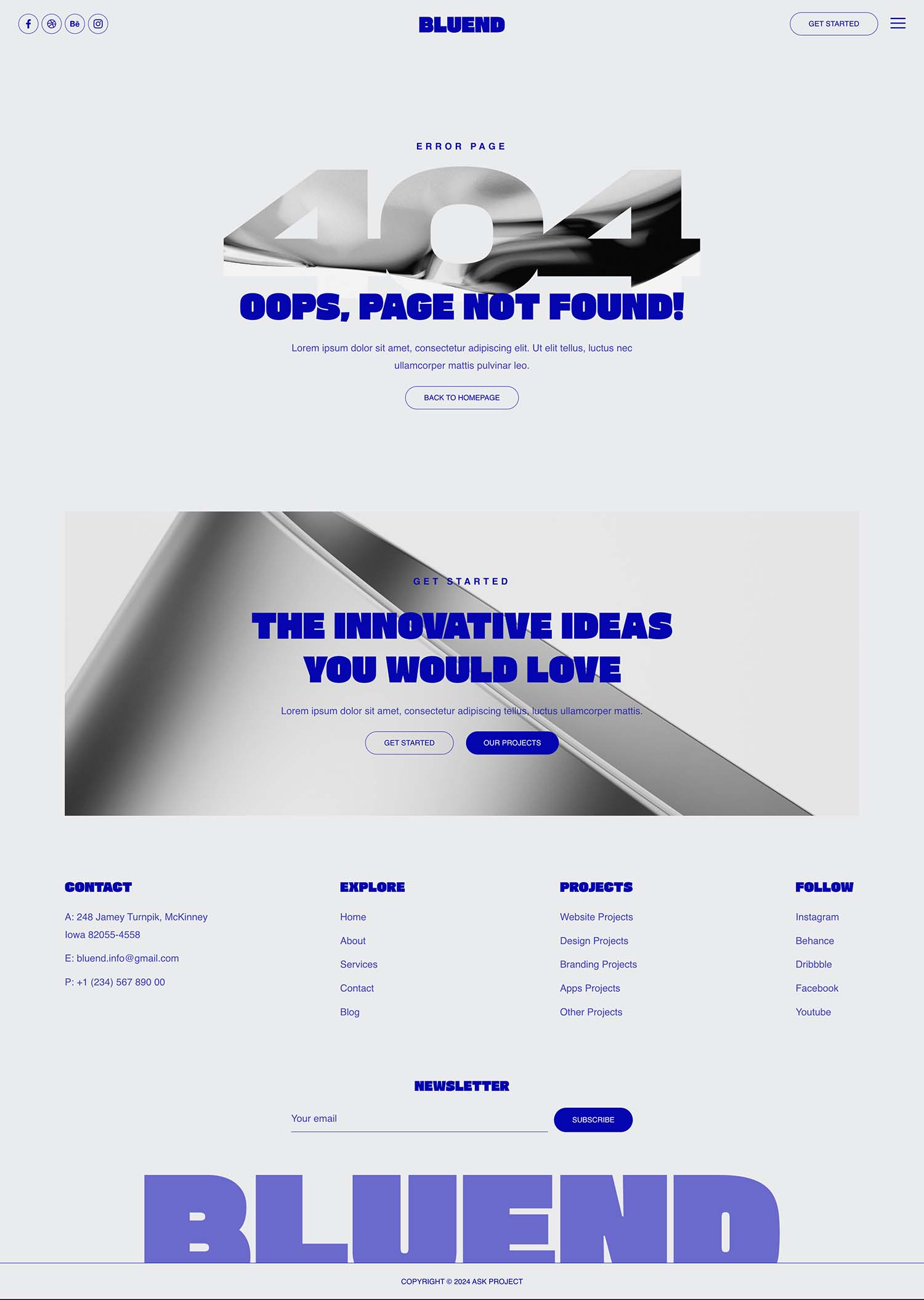 Bluend - Creative Agency & Portfolio Elementor Template Kit by askproject