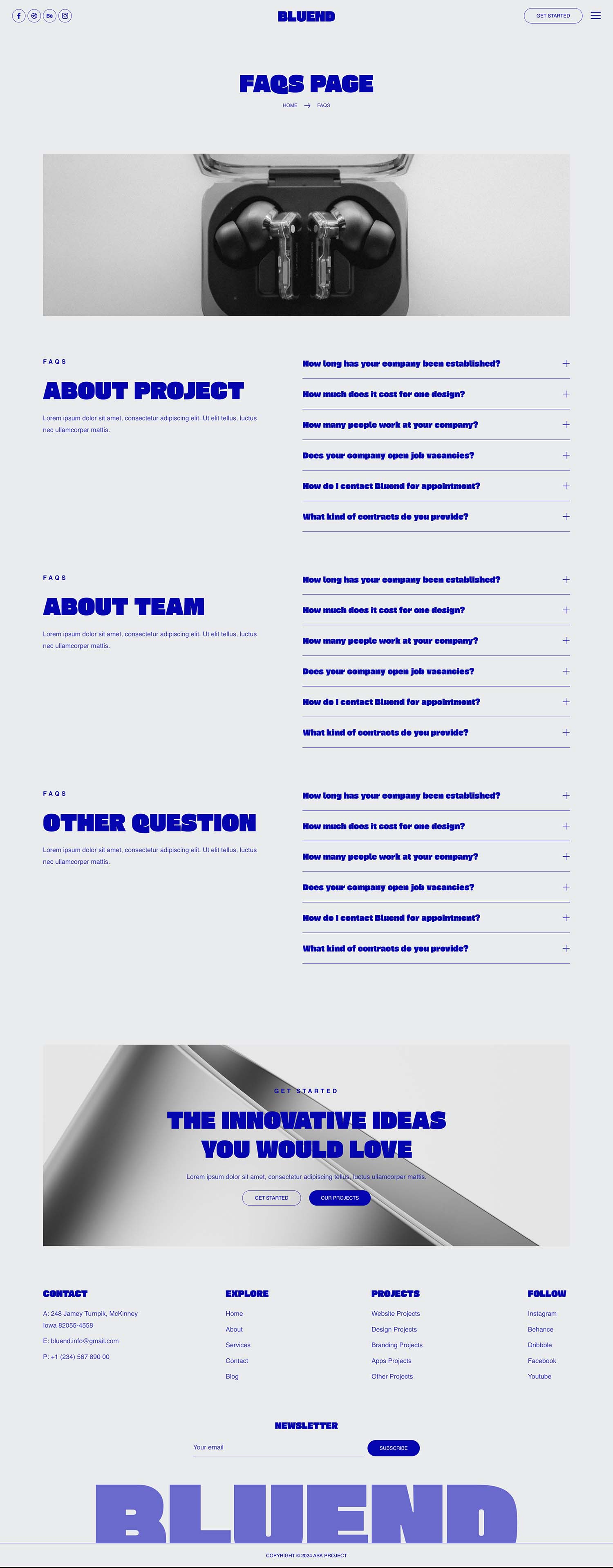 Bluend - Creative Agency & Portfolio Elementor Template Kit by askproject