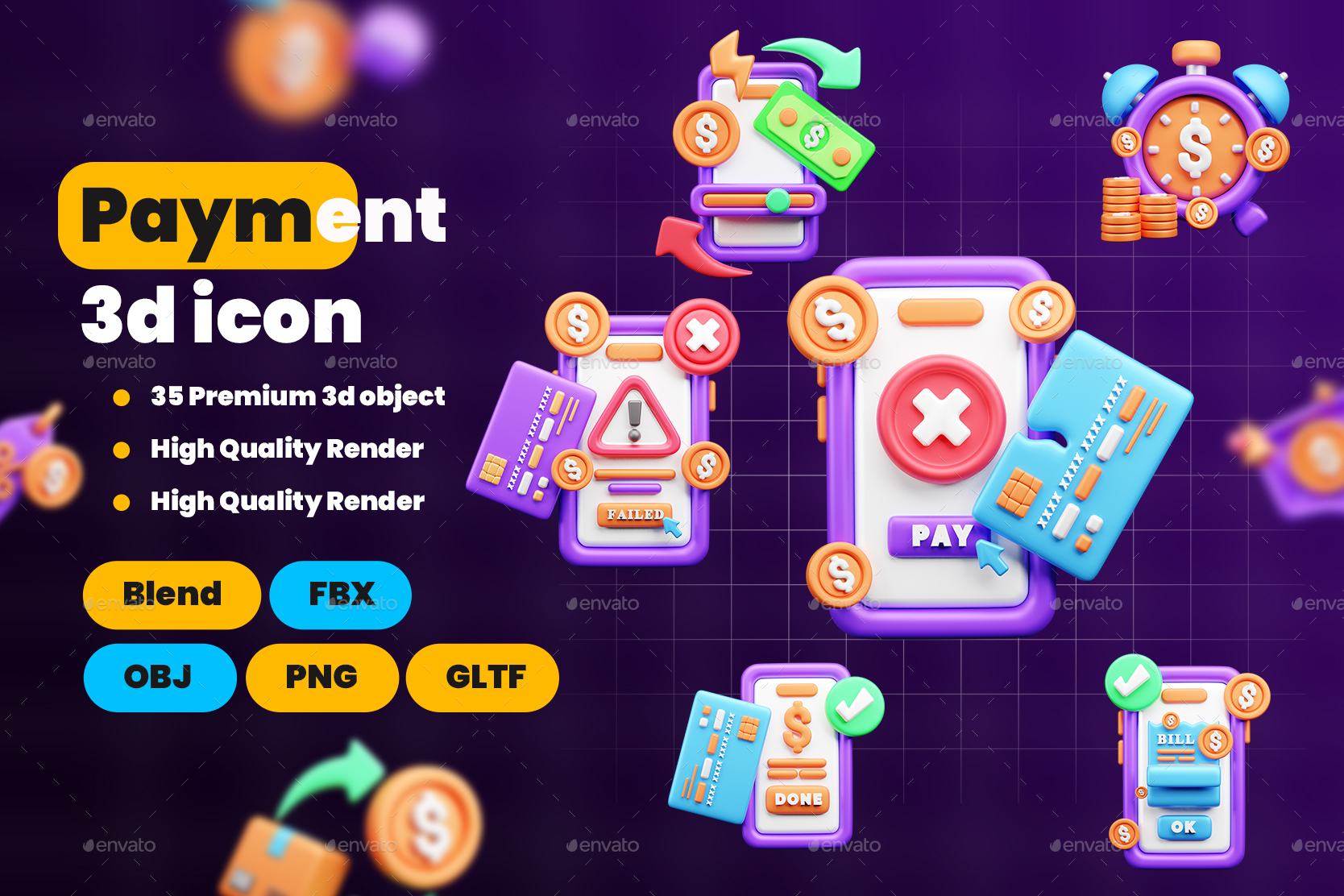 Payment Transaction 3d Illustration Icon Pack, Graphics | GraphicRiver