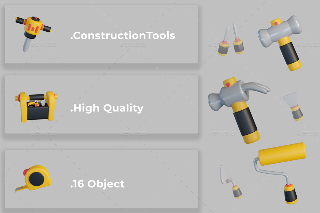 3D Construction Tools Icon, Graphics | GraphicRiver
