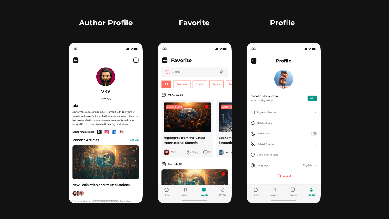 NexusNews Portal React Native Expo App | Free Figma | iOS | Android by ...