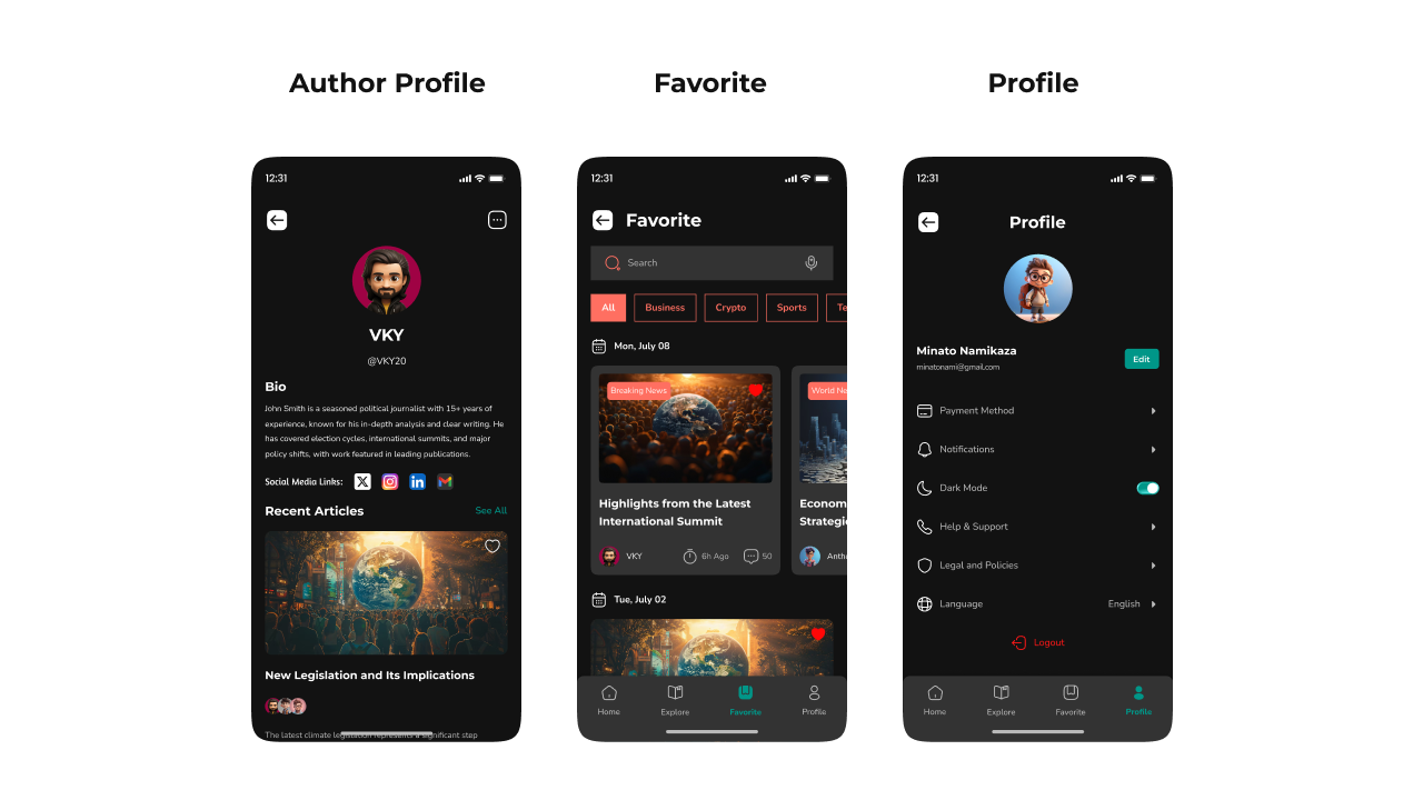 NexusNews Portal React Native Expo App | Free Figma | iOS | Android by ...