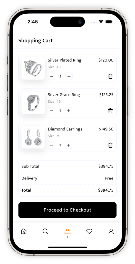 Jewellery E-Commerce App Template Flutter | Jewellery Shopping Flutter App Template by pixelnestlabs