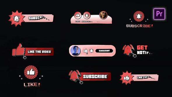 Retro Subscribe Elements, Premiere Pro Templates | VideoHive