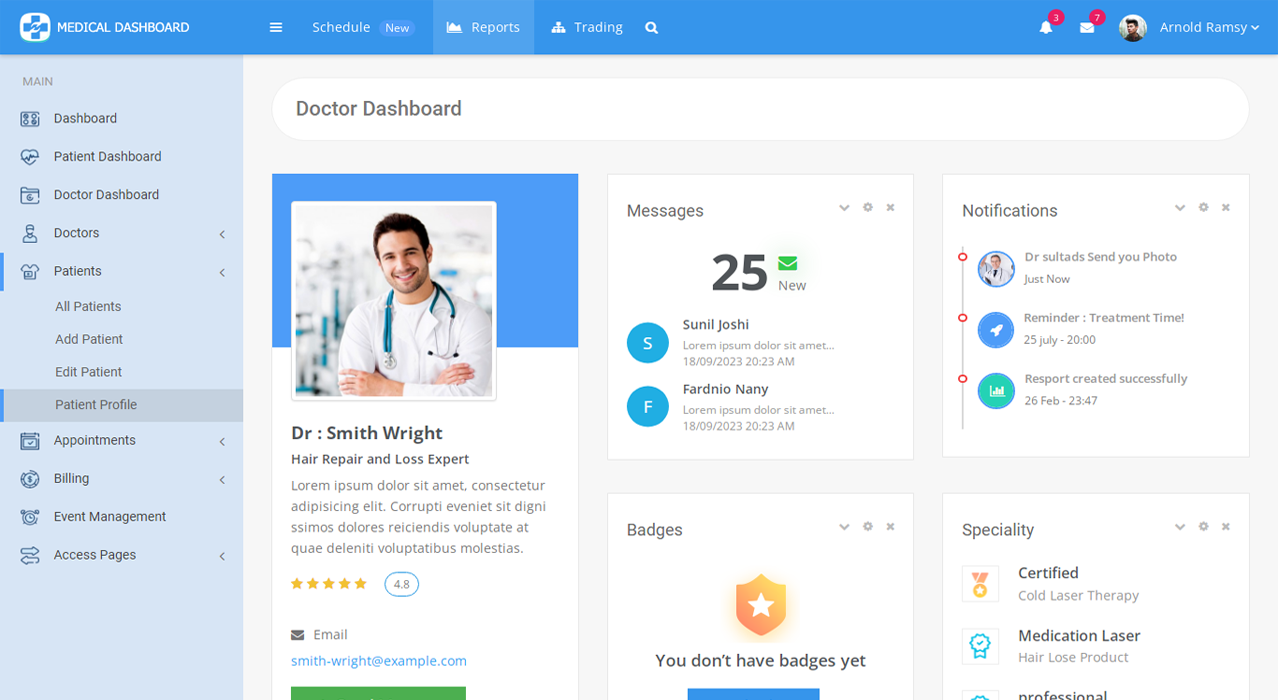 Medico - Medical Admin & Doctor Dashboard Template by SemoThemes | CodeCanyon
