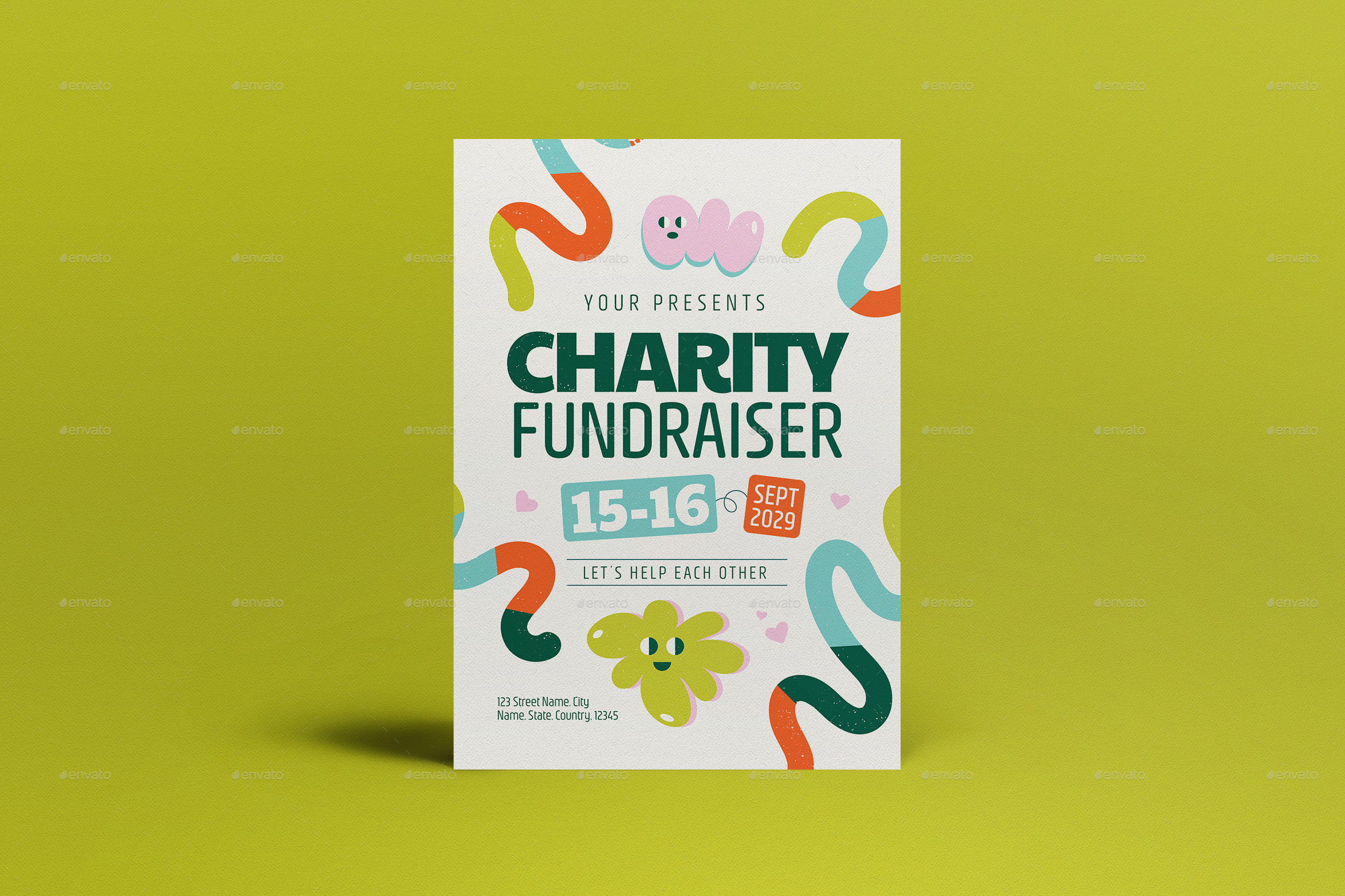 Colorful Playful Charity Fundraiser Flyer Set, Print Templates ...