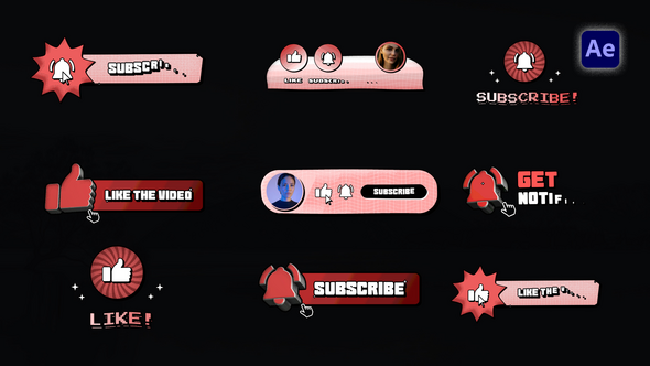 Retro Subscribe Elements, After Effects Project Files | VideoHive