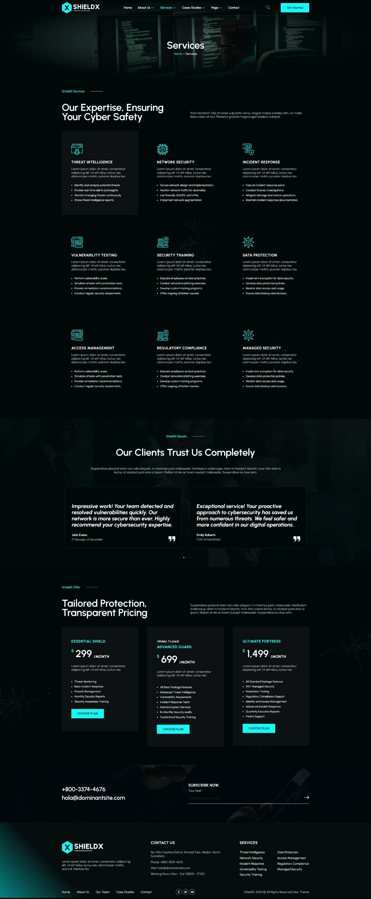 ShieldX - Cybersecurity Services Elementor Template Kit by Dex-Theme