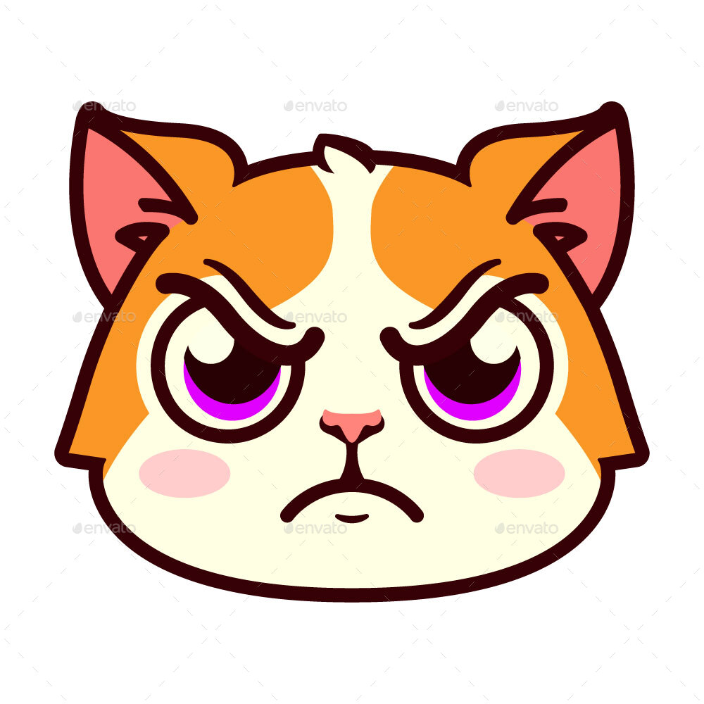 Cute Cat Faces. 5 Expressions., Graphics | GraphicRiver