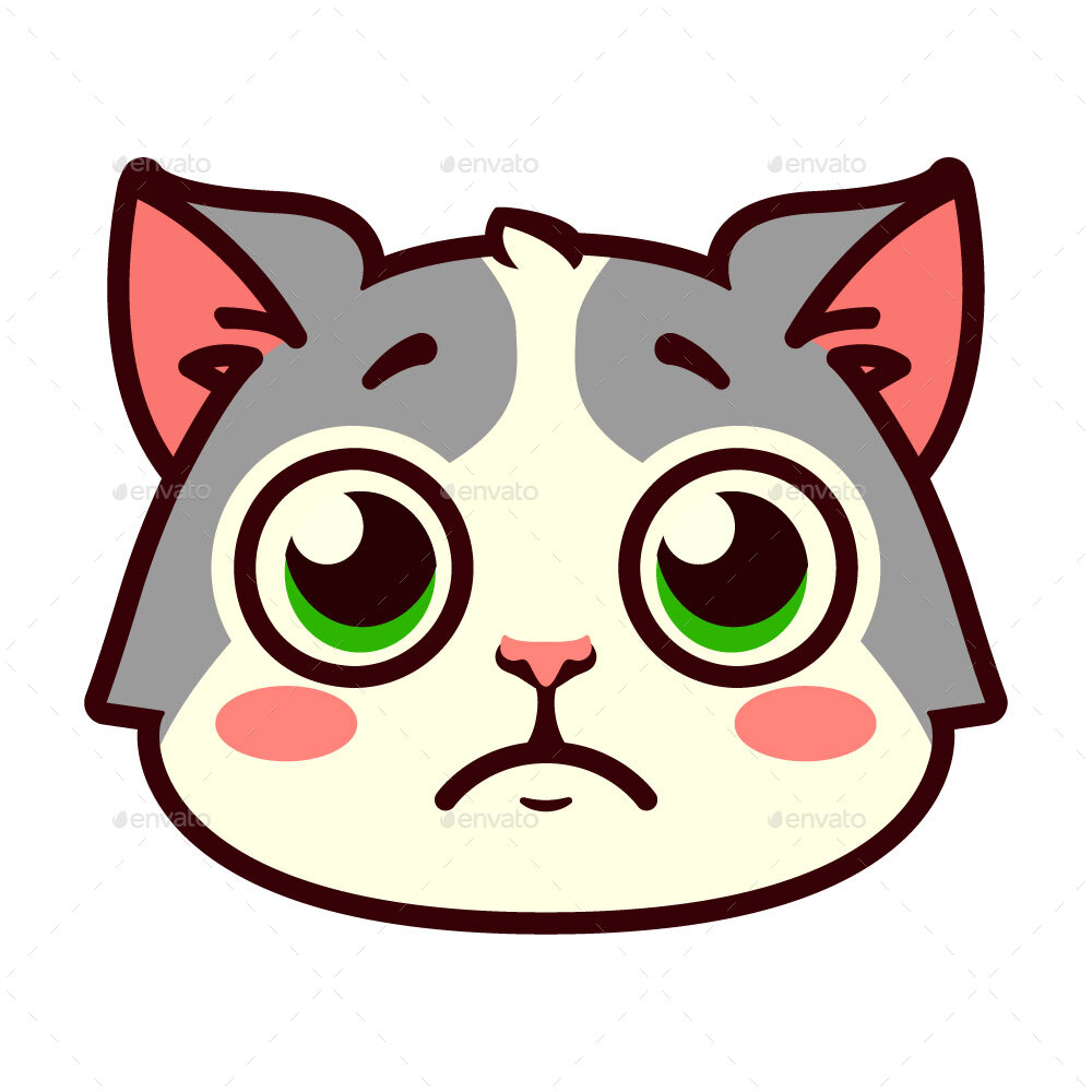 Cute Cat Faces. 5 Expressions., Graphics | GraphicRiver