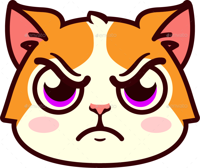 Cute Cat Faces. 5 Expressions., Graphics | GraphicRiver