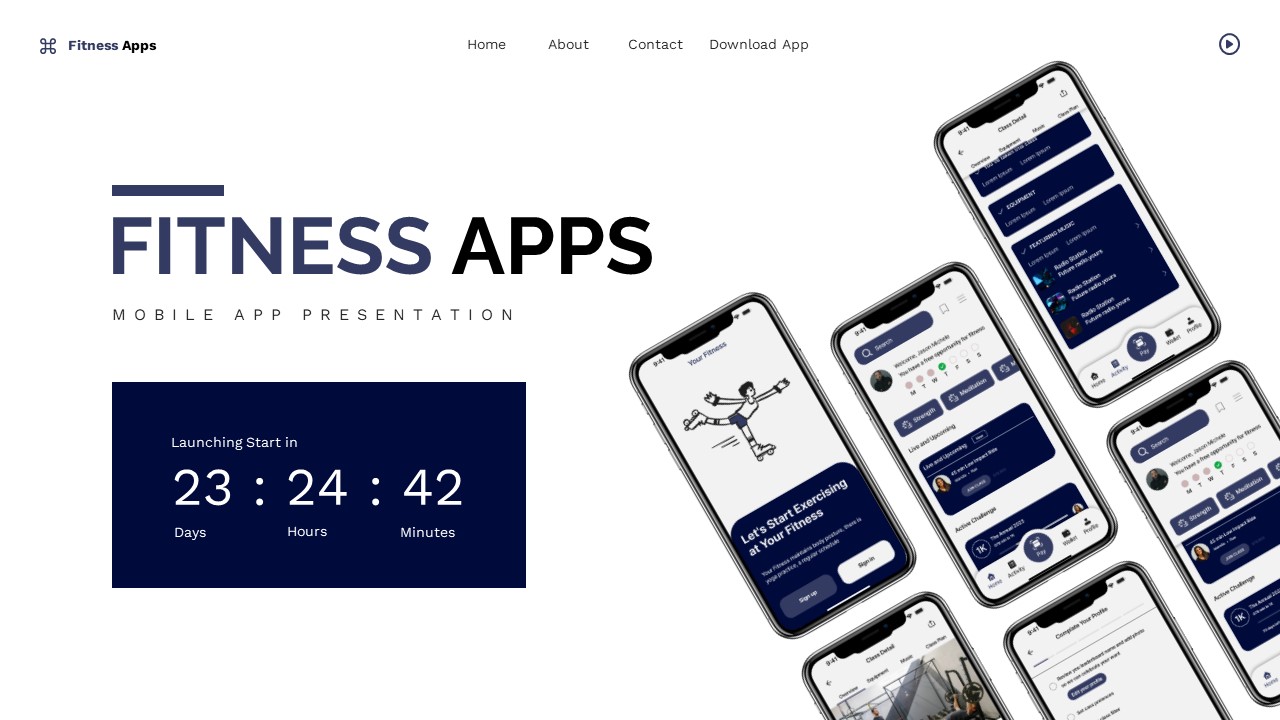Fitness Apps - Mobile App Powerpoint Templates, Presentation Templates