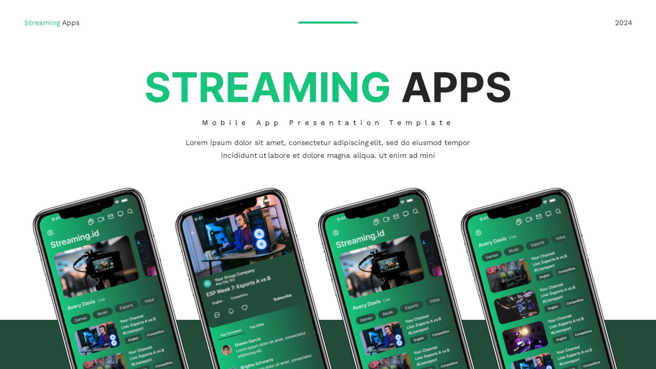 Streaming Apps - Mobile App Keynote Templates, Presentation Templates