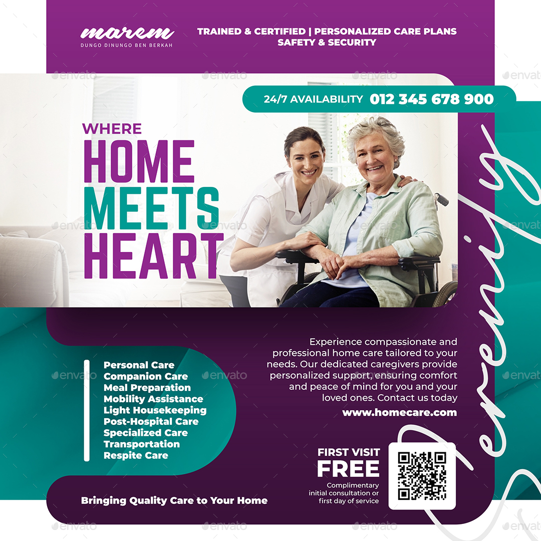 Home Care Service Flyer and Social Media, Print Templates | GraphicRiver
