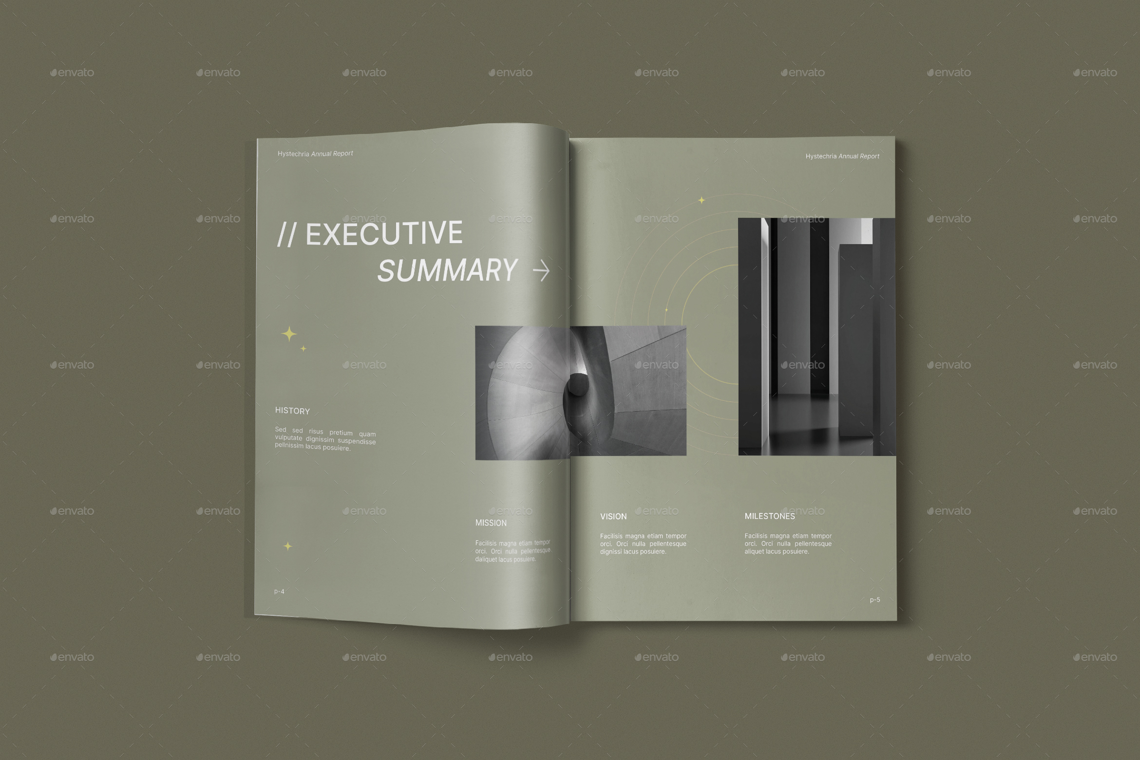 Green Minimalist Modern Architecture Annual Report, Print Templates
