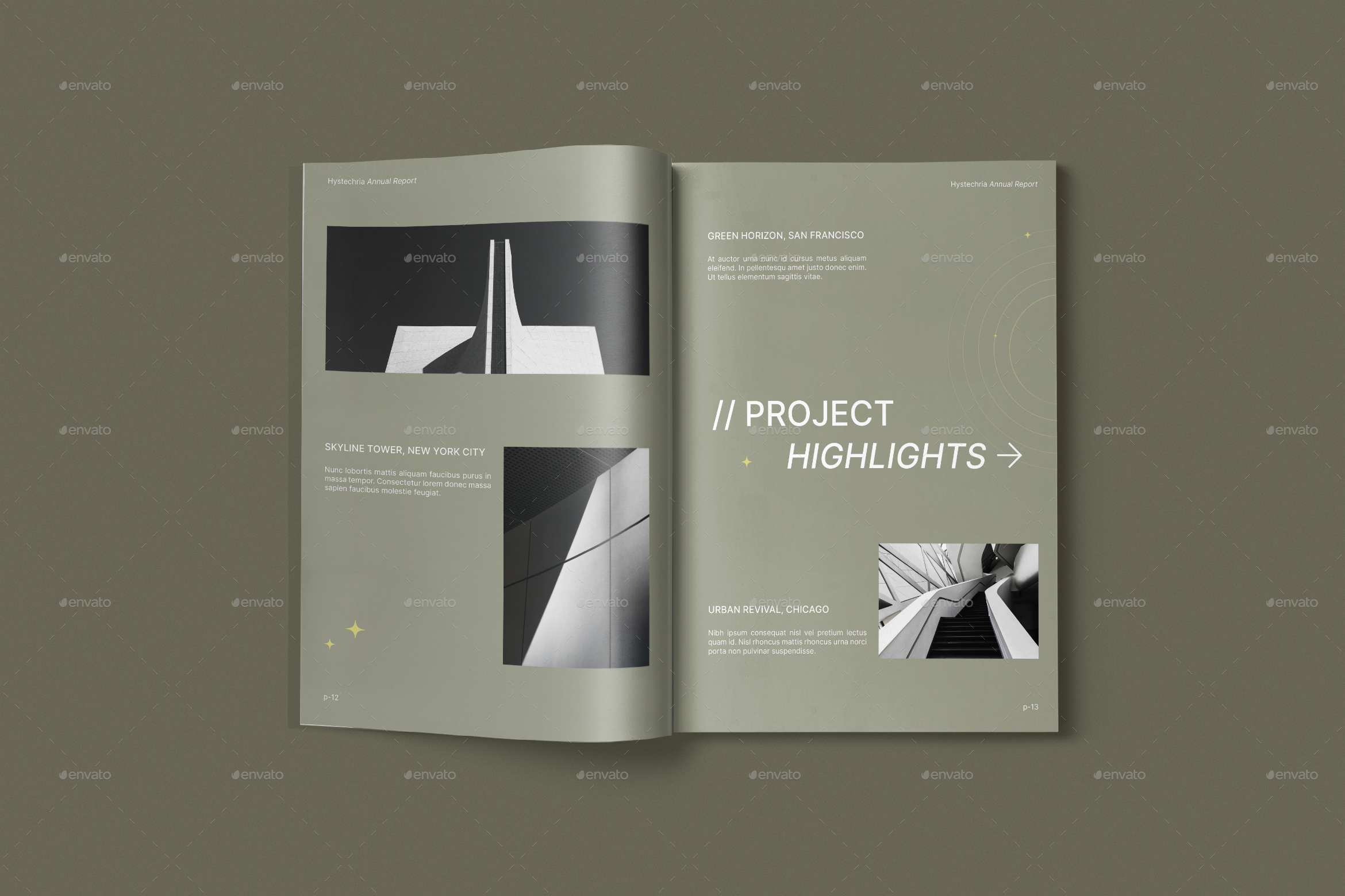 Green Minimalist Modern Architecture Annual Report, Print Templates