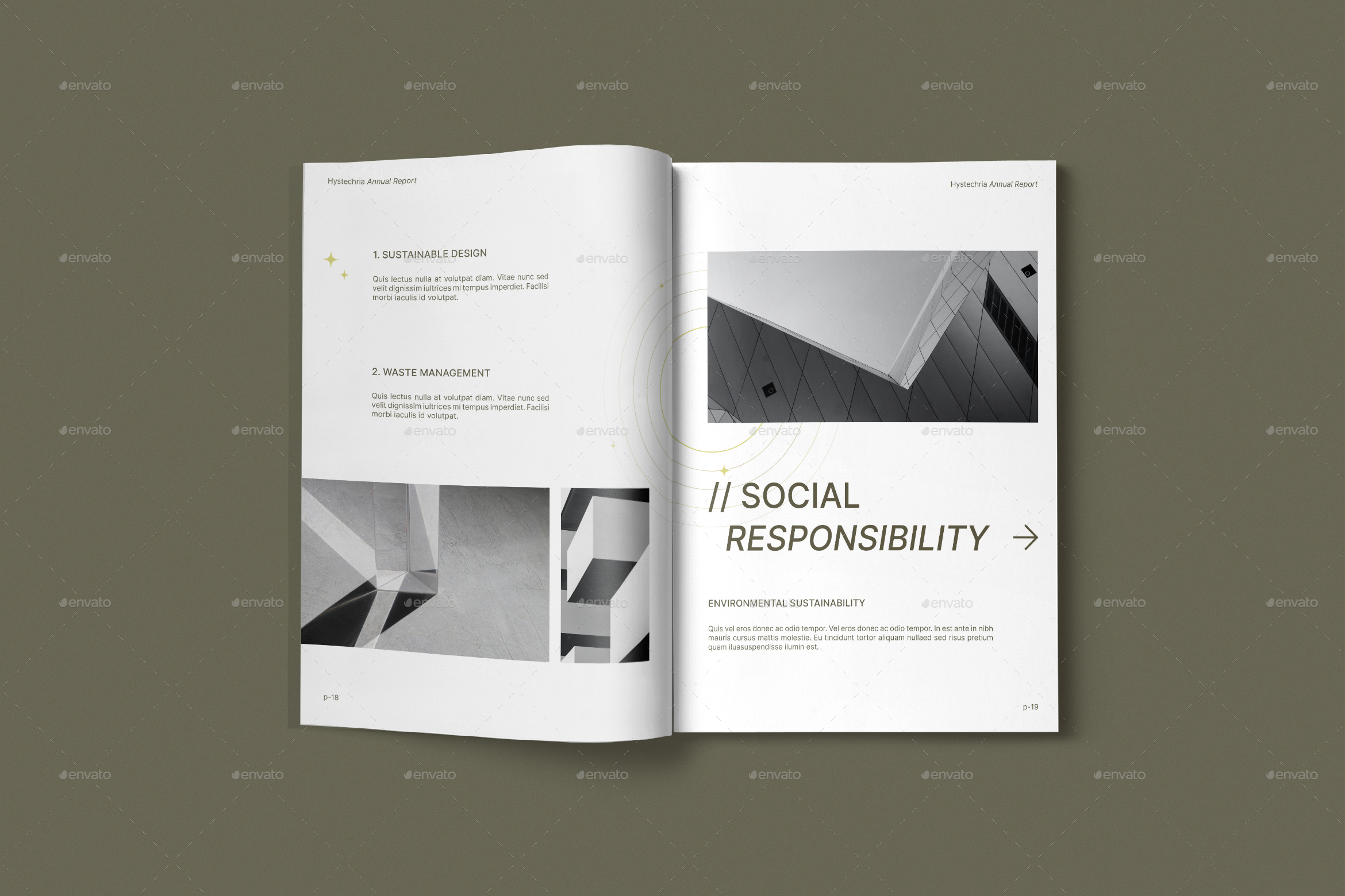 Green Minimalist Modern Architecture Annual Report, Print Templates