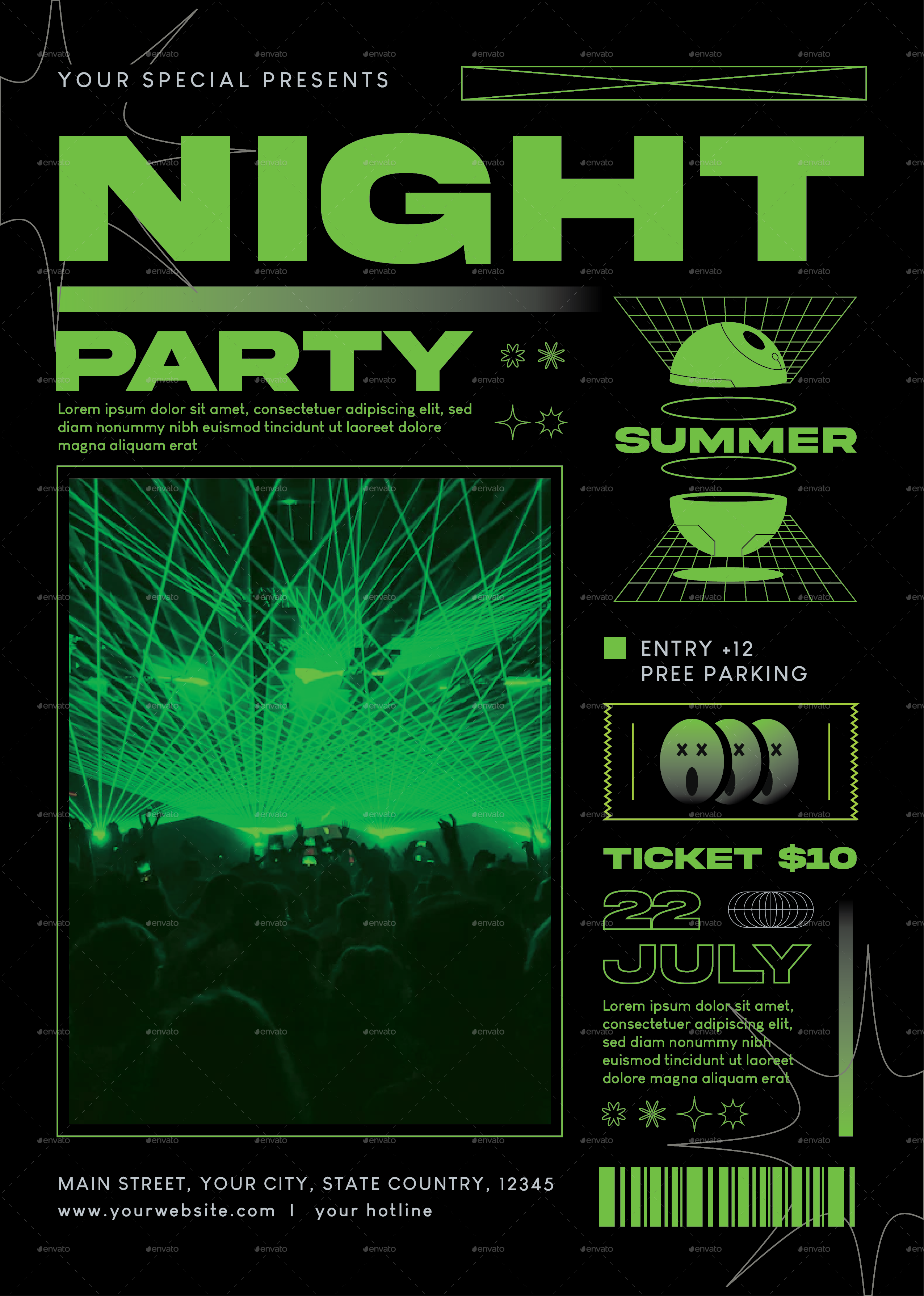 Night Party Flyer, Print Templates | GraphicRiver