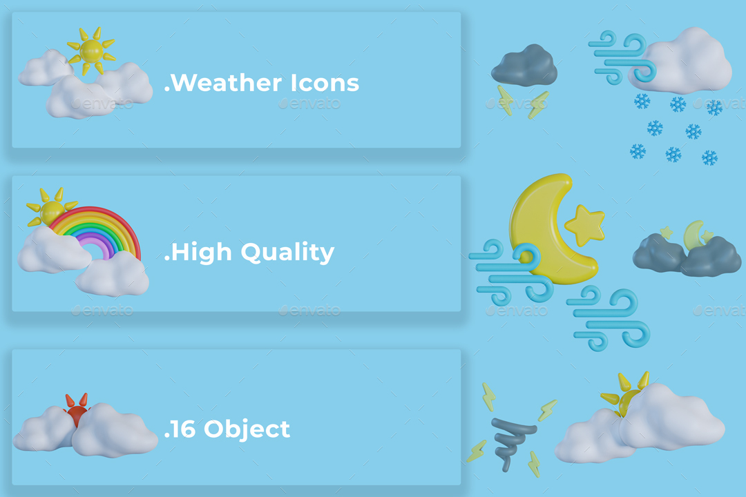 3D Weather Icon, Graphics | GraphicRiver