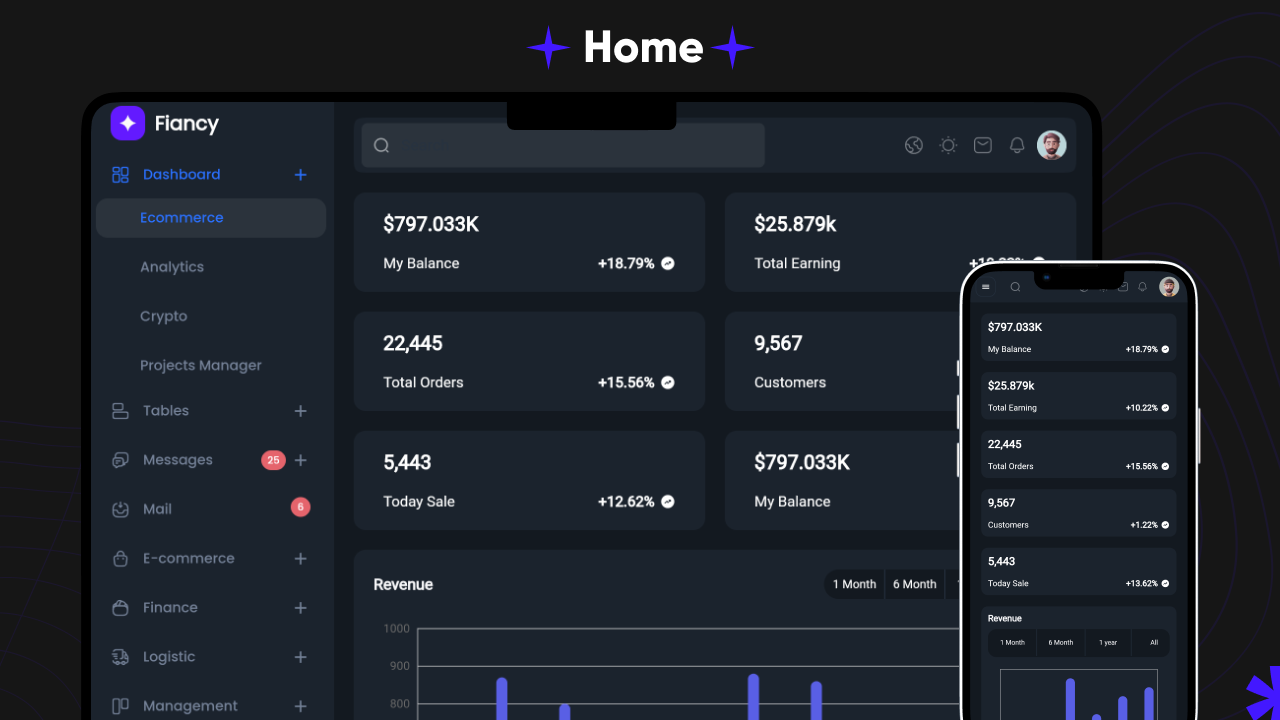 Fiancy - 10 in 1 Admin & Dashboard Flutter Template - Flutter Admin Panel - Flutter Web ...