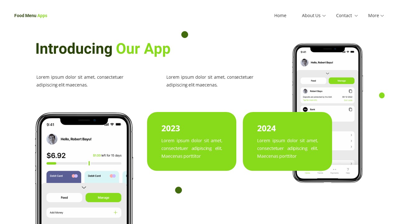 Food Menu Apps - Mobile App Google Slide Templates, Presentation Templates