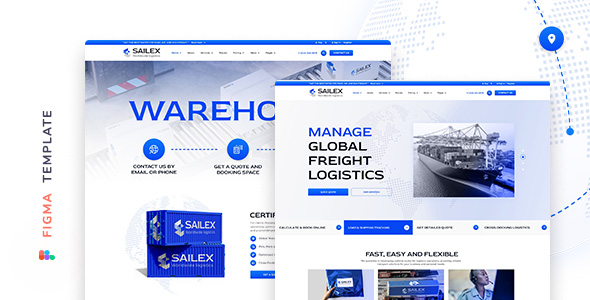 Sailex – Worldwide Logistics Company Template for Figma by merkulove