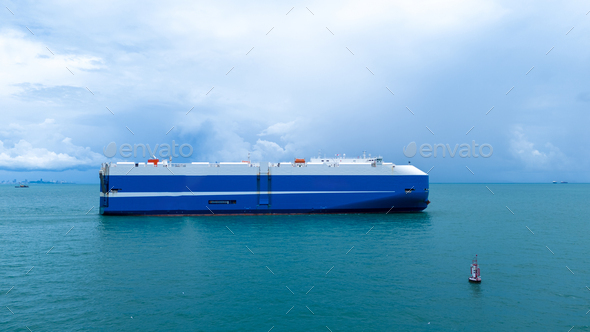 cargo ship running in the ocean, Ro-Ro Ship for import export shipping ...