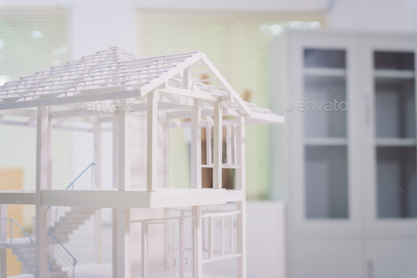 Concrete House Structure, Toy Model, Blueprints, and Tools Show ...