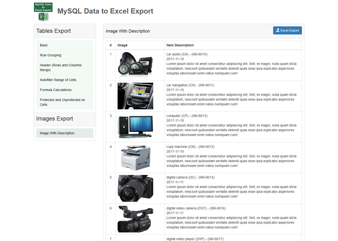MySQL Data to Excel Export by themeposh | CodeCanyon