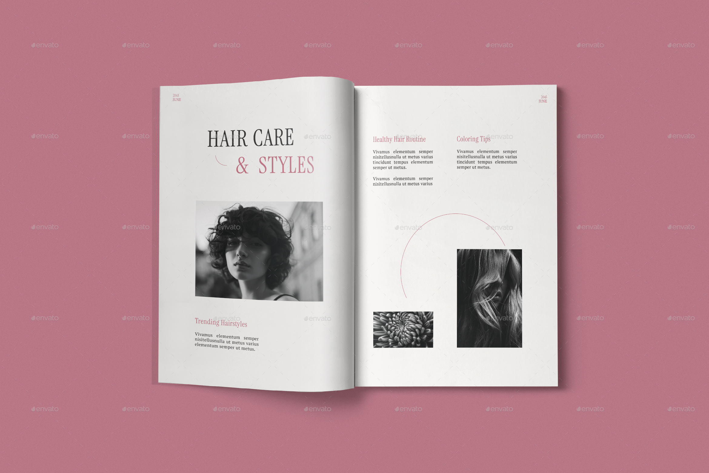 Beige Pink Minimalist Beauty Magazine Information, Print Templates
