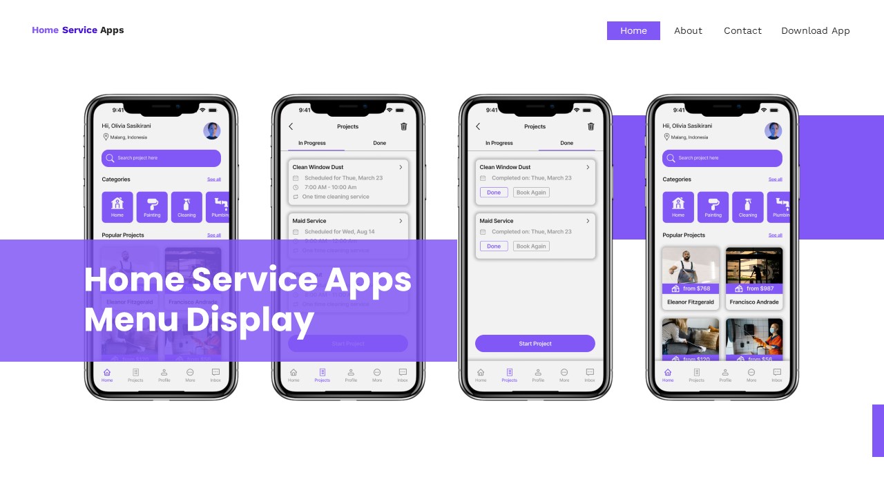 Home Service Apps - Mobile App Powerpoint Templates, Presentation Templates