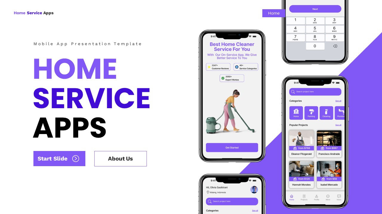 Home Service Apps - Mobile App Keynote Templates, Presentation Templates
