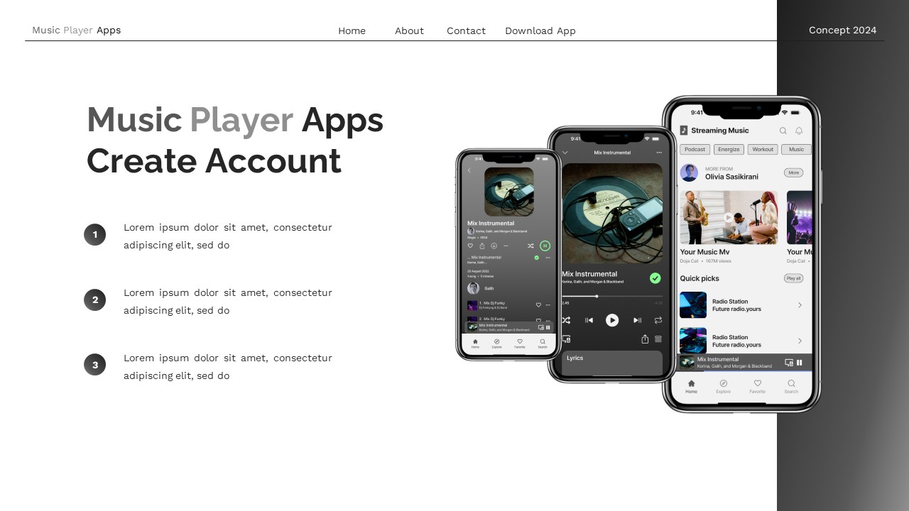 Music Player Apps - Mobile App Powerpoint Templates, Presentation Templates