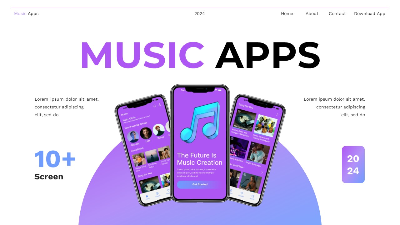 Music Apps - Mobile App Powerpoint Templates, Presentation Templates