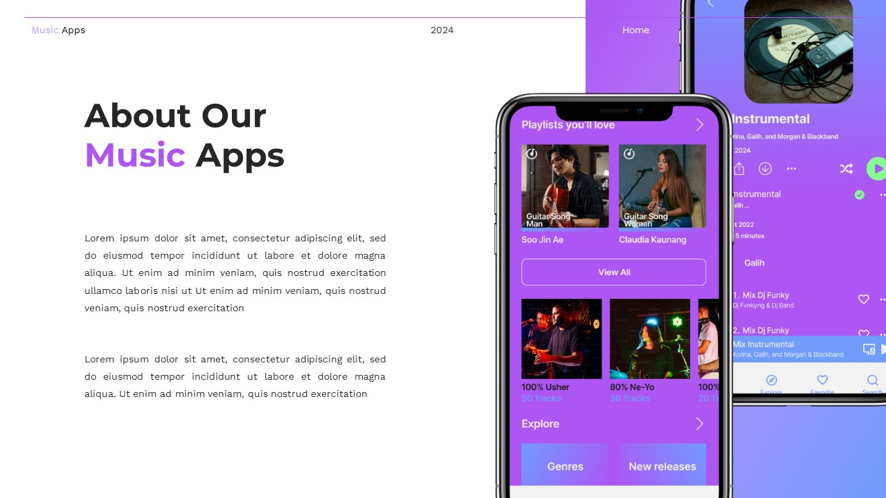 Music Apps - Mobile App Powerpoint Templates, Presentation Templates
