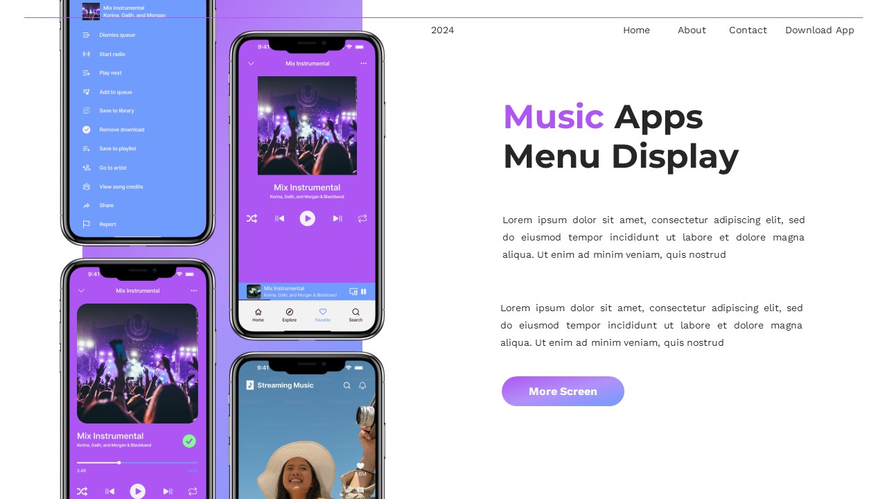 Music Apps - Mobile App Powerpoint Templates, Presentation Templates