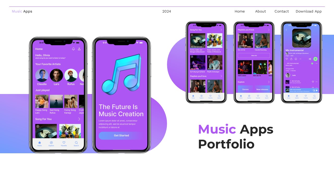 Music Apps - Mobile App Powerpoint Templates, Presentation Templates