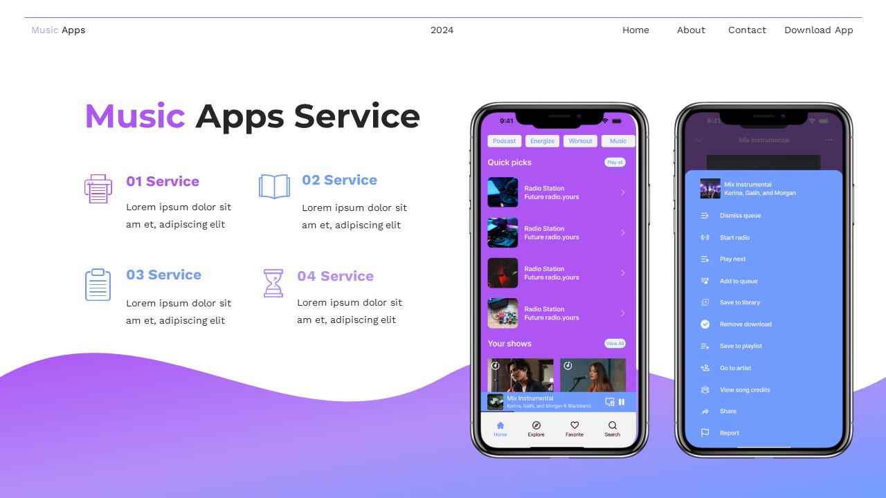 Music Apps - Mobile App Keynote Templates, Presentation Templates ...