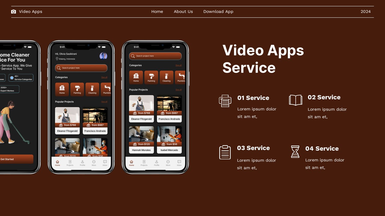 Video Apps - Mobile App Powerpoint Templates, Presentation Templates