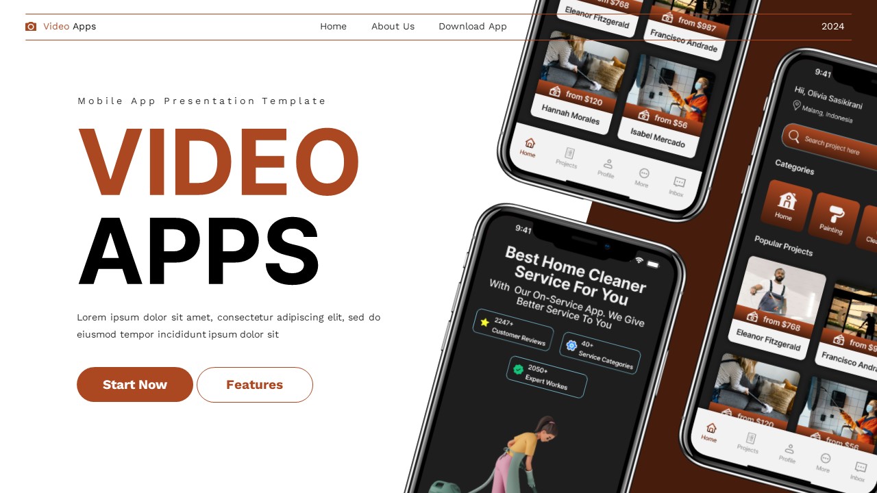Video Apps - Mobile App Google Slide Templates, Presentation Templates